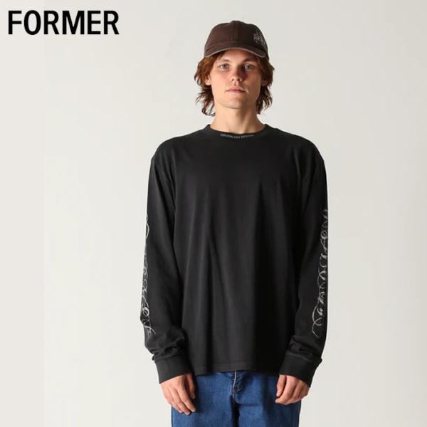 Former Merchandise フォーマーWIRE LS T-SHIRT // WASHED BLACKピグメントウォッシュされた200GSMジャージーコットンから作られ、リラックスして快適なフィット感を実現する標準的な旧Tシャツブロ...