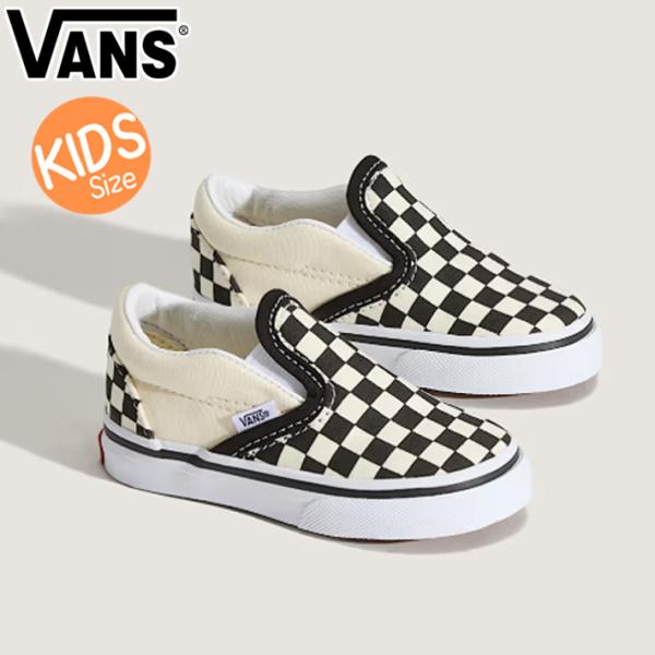 【VANS】Classic Slip-On VN000ZBUEO1 Checkerboard Black/Whiteアイコニックなシルエットの見た目はそのままにトドラーサイズで登場。特長・キャンバス素材のアッパー・履き口を補強するパッド入り...