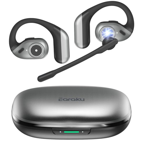 【2026年最新】 Bluetooth ヘッドセット 通話特化 ワイヤレスイヤホン AI ENCノイズキャンセリング Earaku 片耳約10g 耳掛け Bluetooth5.3 マイク付き 着脱式マイク Web会議 テレワーク Zoom ...