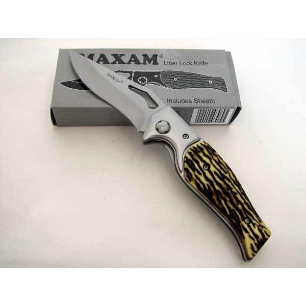 ご覧いただきありがとうございます。MAXAM（USA）のフォールディングナイフです。造りはしっかりしています。安価なナイフなのでアウトドア、釣り等で気兼ね無く使えそうです。万が一、刃こぼれしても研ぎの練習としても使えます。お勧めです。■スペ...