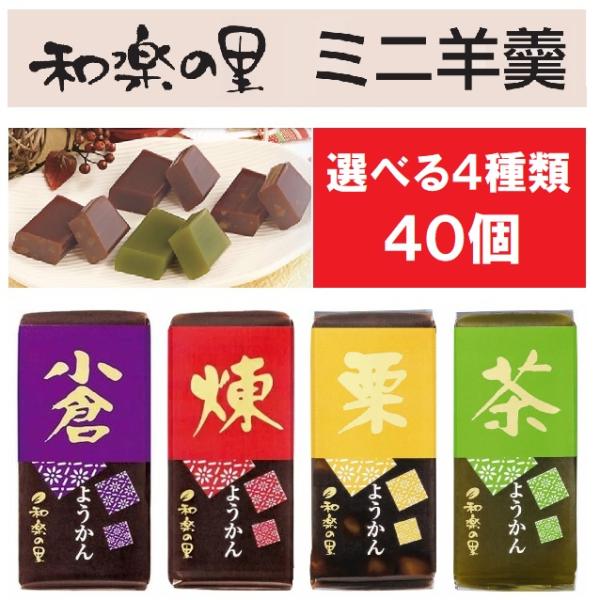 手軽に楽しめる食べきりサイズの羊羹です。和楽の里 ミニ羊羹シリーズ●(練) 10個/箱●(小倉) 10個/箱●(茶) 10個/箱●(栗) 10個/箱より 4種類選んで下さい。（計40個）＜ 同一商品選択可 ＞※お取り寄せ商品の為、ご注文確定...