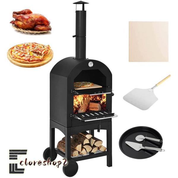 屋外用2段式ピザ窯：屋外用ピザ窯は、機能が完全に明確です。2層構造の上段は食材を炙るために使用され、下段は完璧な焼き上がりのために特別に炭化されます。完璧な温度処理：内蔵のが930°F/500°Cの焼き上げ温度をリアルタイムで表示するので、...