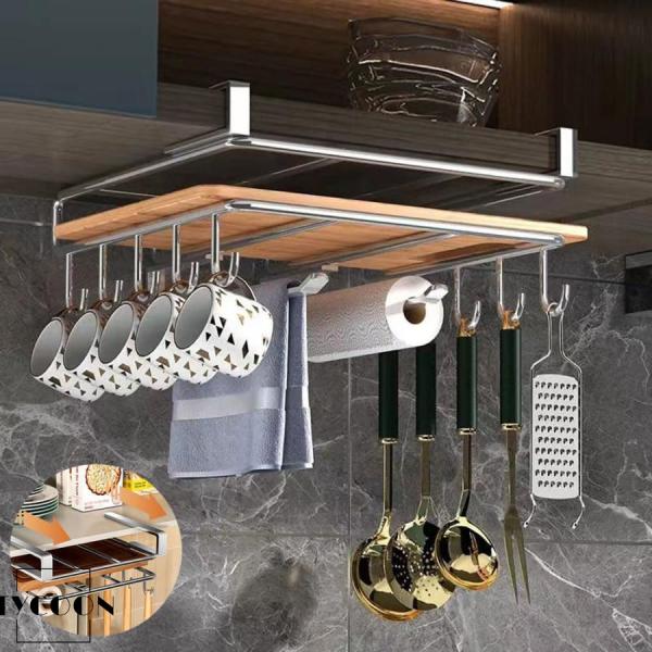 【商品仕様】商品サイズ：26.6*25.8*10.5CM。材質：ステンレス鋼。耐荷重：3kg。付属品：クリア粘着フック*2個 。まな板の厚さは約3.5 cmのまな板で、2.3 cmの厚さの仕切りに適し、ご購入前にパネルの厚みをご確認ください...