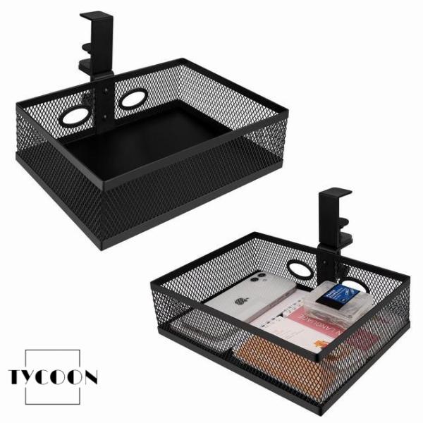 360度回転可能のデスク下収納ラック：デスク下収納ラックは360度回転式なので、使わない時、机の下に隠すことができ、デスクを一瞬でキレイになり、より快適に仕事や学習できます。大容量の机下収納引き出し＆適用場合：この収納ラックは大容量で、ノッ...