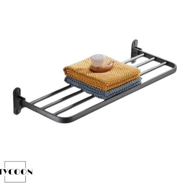 【丈夫な素材：】スペースアルミ製、高温ピアノ塗装の外層、耐食性、色あせやサビにくい【多機能：】タオルを乾かしたり、棚に置いたりできる折りたたみ式多機能タオルラック。注意: この商品にはブラケットが1つだけ含まれています。【シンプルなスタイル...