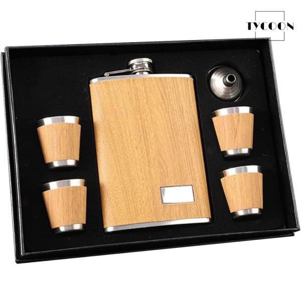 製品サイズ：スキット幅9 CM、高さ13.5CM。中にはグラス4個とホッパー1個も入っています。製品はステンレス製で、外皮は木目色の装飾です。軽量で耐久性が高く、錆びにくい。適用酒類：ワイン、白酒、黄酒、カクテルなどの各種酒類はすべて可。細...