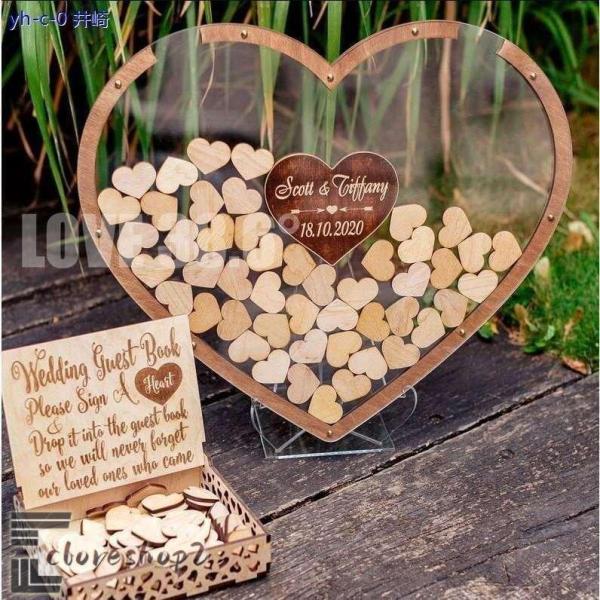 材質：アクリル色:図のようにサイズ：40 cm*30 cm/50 cm*40 cm/60 cm*50 cmハート型木片サイズ:3 cm/愛100個4 cm/愛60個5 cm/愛35個注意:送った小さな木箱は最後の写真のものです。ご購入後、当...