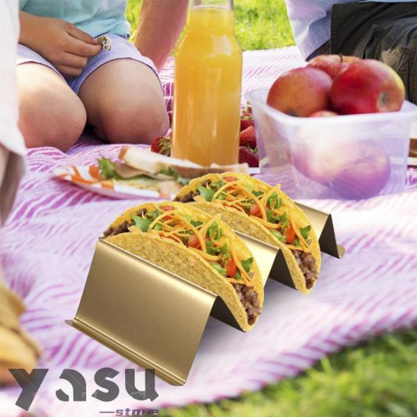 ステンレススチール製タコススタンド： 簡単に充填できるタコスラック、美味しいタコスを保つのに最適です。 ステンレススチール製タコスホルダー： タコス型があれば、中身をこぼすことなく12個の美味しいタコスを作って楽しむことができます。タコスシ...