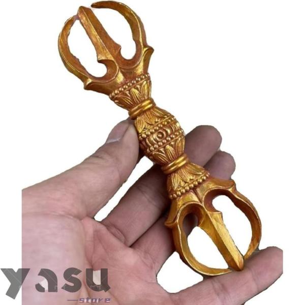 密教法具の一種です。持っているだけで厄除けや災難除けにもなるといわれています。本来はインド古来の武器であり、密教では煩脳を払う目的の法具です。サイズ：15.3CM。材 質： 合金。手に持った感触とおさまりが良い設計をしています。サービス：製...