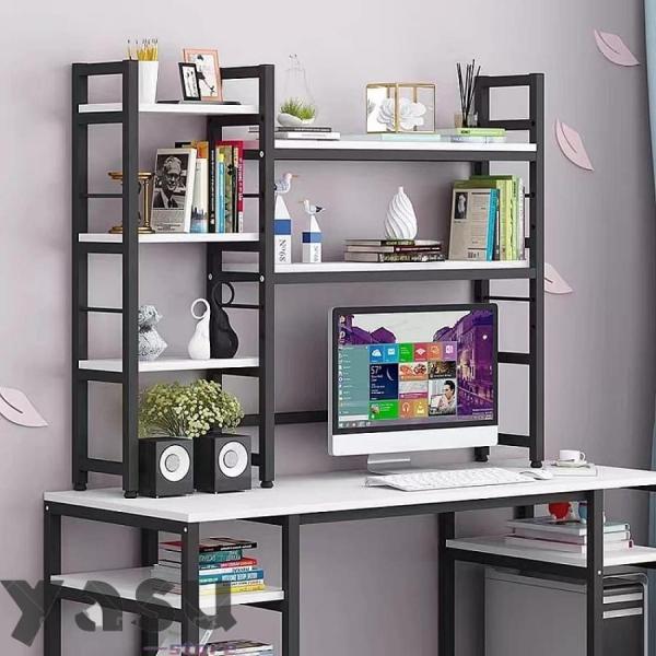 【机上ラック】:新アップグレードした,調整可能な高さ L95*W25*G100CMの机上ラックで、学校/オフィス/在宅勤務/テレワークに対応した、狭い可動棚が置くもののサイズによって、位置を調節可能な収納ラックです。家族の本などをひとまとめ...