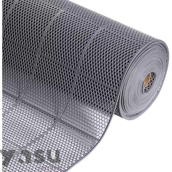 業務用滑り止めマット ゴムマット PVC材質 吸水 ノンスリップ 転倒防止 耐久 屋外 屋内 通路 廊下 プール 浴室 ベランダ 施設 学校 店舗 マンション 駐車場 9m×90cm (グレー)