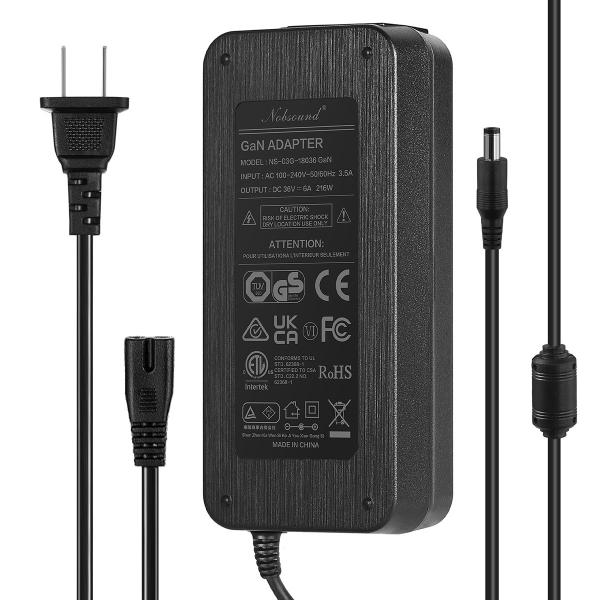 パラメータ（Parameters）:- 入力電圧: AC 100〜240V 50/60Hz- 出力電圧: DC 36V- 出力電流: 6A (MAX 216W)- DCプラグサイズ: 5.5mm×2.5mm- 極性: 内側正（+）、外側負（...