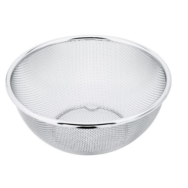 オールステンレス製でお手入れがしやすく、とても衛生的です。[ 仕様 ]◇サイズ：φ250×110mm◇材質：18-8ステンレス鋼◇使用金網：平織　φ0.45×14メッシュ※平織…縦線と横線が一定の間隔を保ち、1本ずつ交互に交わっている金網。