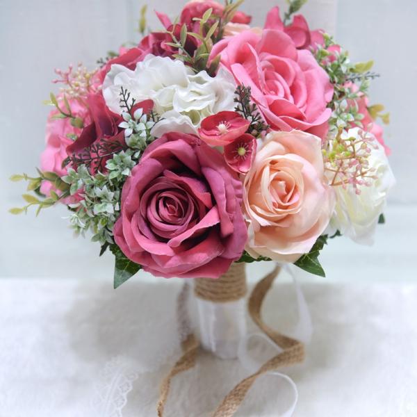 【発売日：2018年05月03日】花 ブーケ 花束 ブライダルブーケ 花嫁 ウエディングブーケ 結婚式 披露宴 歓迎会 ウェディング用 プレゼント 写真撮り お祝い お誕生日 大人気 手作り 造花【カラー】：（画像参照）【セット内容】：ブー...