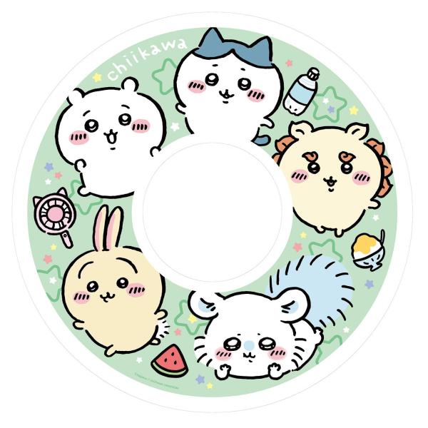 ちいかわの浮き輪。ロープ付き。直径７０cm（内周９５〜１００cm）。胸囲の目安６６cm。対象年齢６歳以上。