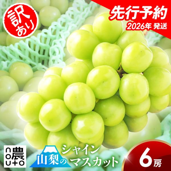 【発売日：2026年08月24日】▼商品名山梨県産 訳あり シャインマスカット6房（ 3kg 以上）▼発送について▼最短即日〜7営業日以内に発送いたします。▼【注意事項】※味覚は個人差がございますので、味覚に関するクレーム、低評価はご容赦を...