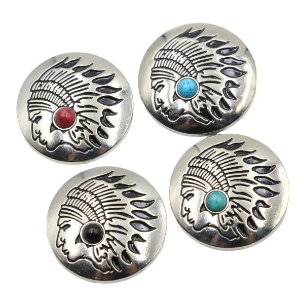 裏ネジタイプのコンチョボタンのセットです。ハンドメイド・レザークラフトの材料としてご活用下さい。■サイズ直径30mmストーン部分 5mm厚み 8mm(ストーンを含む)大小2種類のネジ付属ネジ大 直径6.5mm、長さ3.7mmネジ小 直径4....