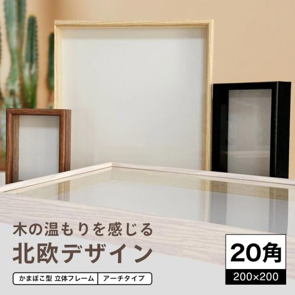 写真や絵、ポスター、フラワーアレンジメントの作品つくりウェルカムボード・スクラップブッキング作品などを飾るのにぴったりの立体額ボックスフレーム　アーチタイプ裏板サイズ（対応サイズ）:20角（200×200）内寸深さ２５ｍｍの立体木製フレーム...