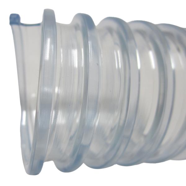 タイダクトホースGL型の透明タイプです。 透明材料で構成されているので、輸送物の確認が出来ます。GL型同様、軽量で柔軟性に優れ、更に通気抵抗が少ないので高い輸送能力が得られます。