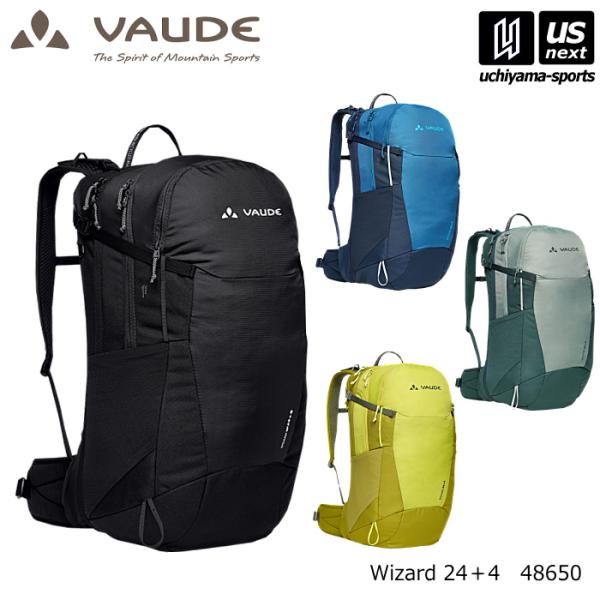 /メーカー ファウデ（VAUDE）/品名 Wizard 24＋4/品番 48650/容量 24＋4L/重量 1270g/サイズ 52×31×30cm/背面長 39〜46cm/カラー・0100（black）・0170（light leaf）・...