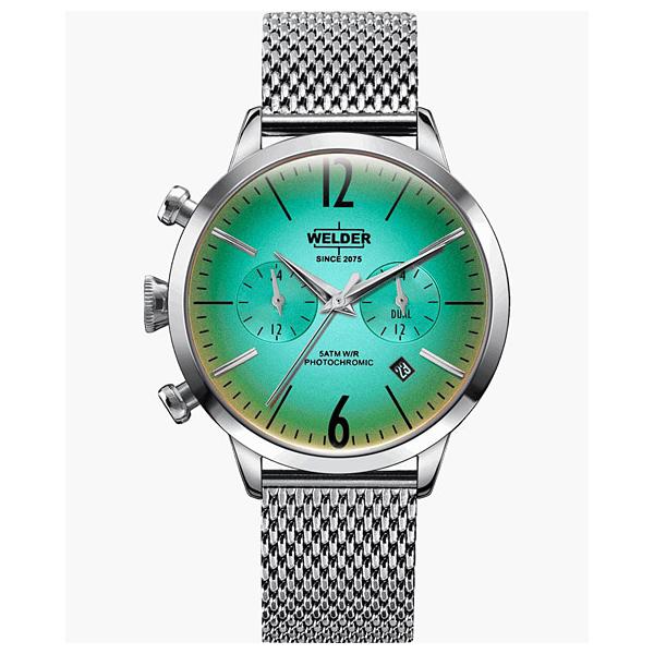 メーカー：WELDER ウェルダー　製品名：WWRC601　防水：5気圧防水　ケースサイズ： 横（リューズ含めず）×縦×厚み：約φ38mm（リューズ除く）　バンド素材：ステンレススティール　ガラス素材：フォトクロミック加工ミネラルガラス　ケ...