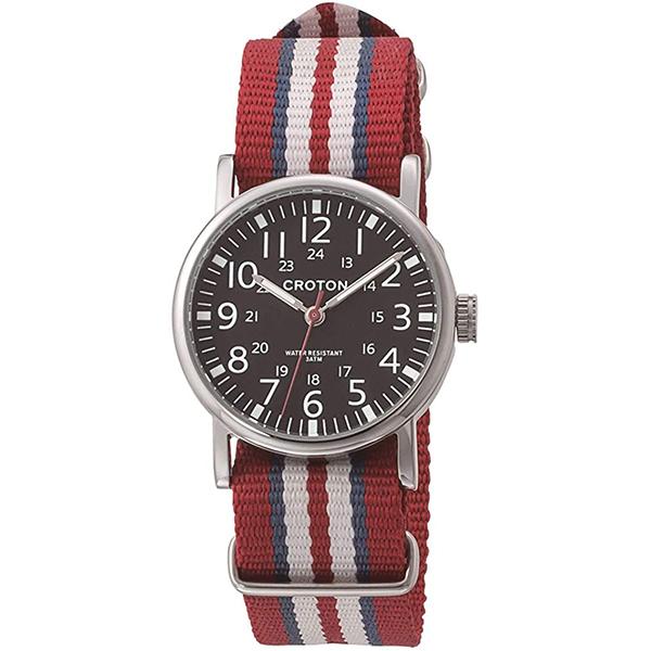 メーカー： CROTON クロトン　製品名：RT-173M-01　JANコード：4961136064556　ムーブメント：クォーツ　バンド素材：ナイロン　防水：日常生活用防水　ガラス素材：クリスタル　ケース素材：ステンレス　機能 付加仕様：...