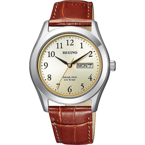 メーカー：CITIZEN シチズン REGUNO レグノ　製品名：KM1-211-30　JANコード：4974375465565　ケースサイズ：37.5mm　ムーブメント：ソーラー　バンド素材：カーフ革　防水：10気圧防水　ガラス素材：クリ...