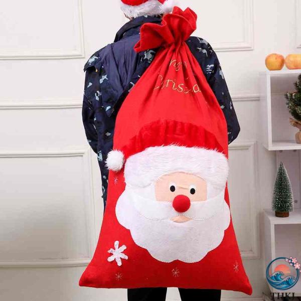 大サイズ90cm*60cm クリスマスプレゼント袋 ギフトバッグ ラッピング サンタ トナカイ 雪だるま かわいい 立体モチーフ プレゼント/キャ