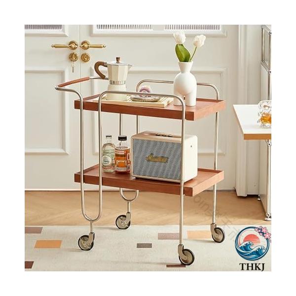 ? レトロなデザイン：モバイルストレージカート、ホームストレージ、さまざまなスペースでの保管に適しています。シンプルで軽量、クリアな丸太の質感がベビーカーに自然な雰囲気を与え、小さなスペースでも静かな時間を楽しむことができます。? ロック機...