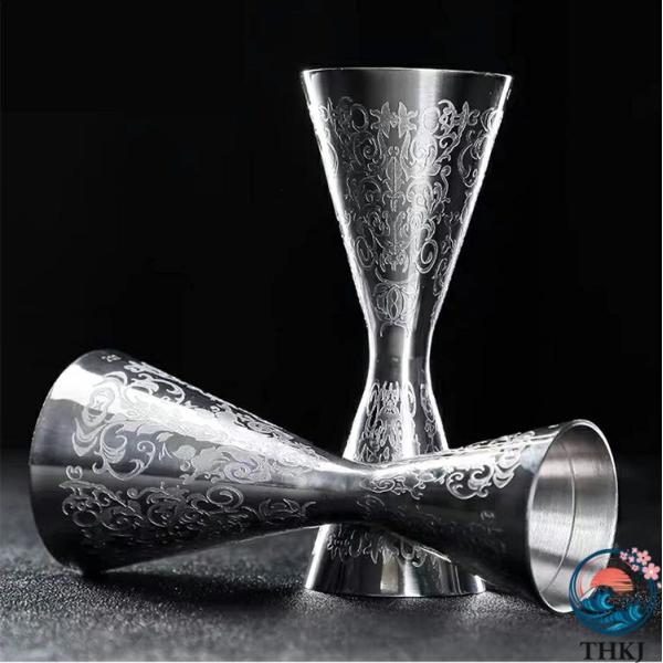 メジャーカップ  計量カップ 計量スプーン 一体型ステンレス鋼 目盛り 30/45ml 30ml/60ml ジガーカップ カクテル調理 ウイスキー 計量