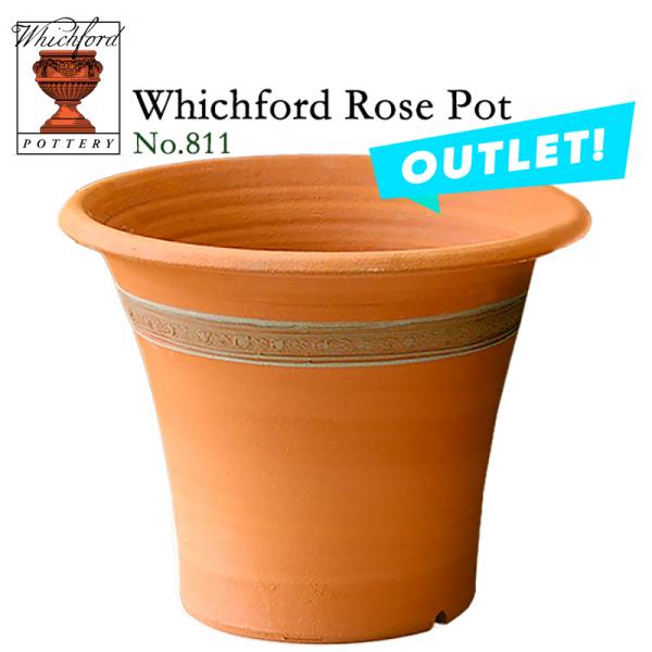 アウトレット　1点限り　ウィッチフォード ローズポット 13号鉢相当　イギリス製  ROSE POT★フチに約１cmの欠け（へこみ）があります。鉢としての使用に問題はございません。日本のバラ愛好家のために、ウィッチフォード創始者ジム・キーリ...