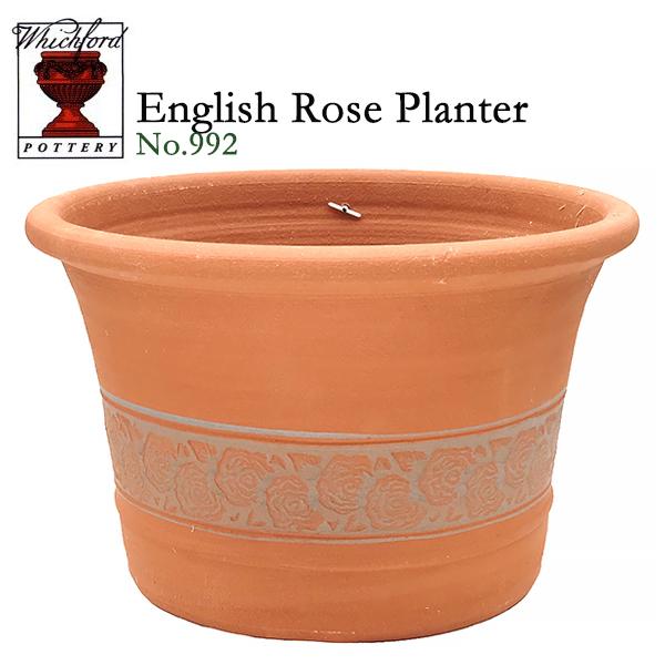 【発売日：2024年06月07日】ウィッチフォード Whichford Pottery イングリッシュローズプランター　13号鉢相当  ENGLISH ROSE PLANTER存在感のあるアッシュラインに入ったバラのモチーフがエレガントな浅鉢。
