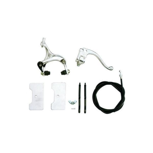 競輪選手をはじめ、シングルスピードユーザー待望のリア用ピストブレーキダイヤコンペBRS101キャリパーをベースにピストフレーム用としたブレーキセット。ブレーキ取り付け穴の無いフレーム、バックフォークに取り付けができます。※一般公道を走る場合...