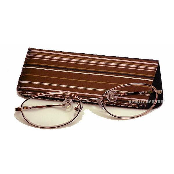 フレームカラー：ゴールド レンズカラー：クリア レンズ横幅：５０ミリ レンズ縦幅：２９ミリ ブリッジサイズ：１８ミリ テンプル長：４５ミリ度数：＋１．５０　＋２．５０　＋３．５０からお選び下さい ソフトケース付き