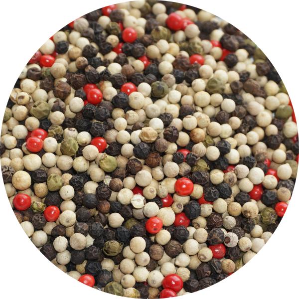 原産国：インド・インドネシア・マダガスカル<br>原材料：ホワイトペッパー・ブラックペッパー・グリーンペッパー・ピンクペッパー<br>形態：袋入り<br>賞味期限：300日<br>保存方法：直...