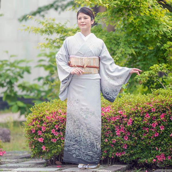 【商品名】 高級正絹 訪問着 レンタル 【品　番】 HO-MI107【商品内容】 訪問着 / 帯 / 長襦袢 / 帯揚 / 帯締め / 腰紐 / 帯枕 / 前板 / 伊達締め / 扇子 / コーリンベルト / 衿芯 / 草履 / バッグ /...