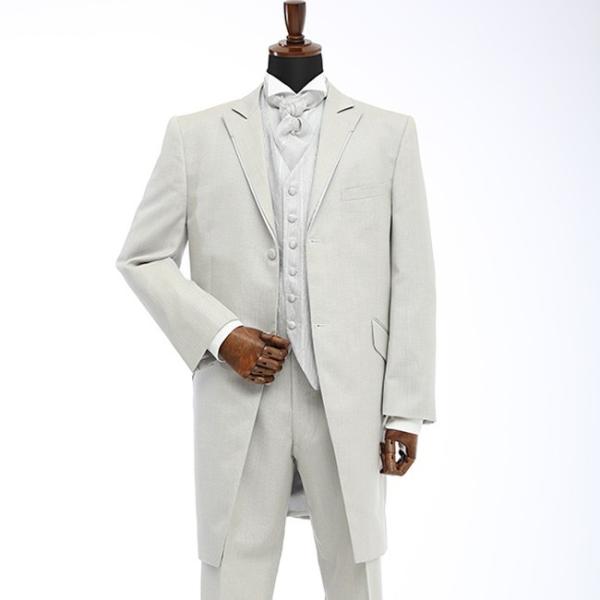 【商品名】 レンタル　タキシード　  【品　番】 TX_052  【商品内容】 ジャケット　/　ベスト　/　パンツ　/　ネクタイ 【特　徴】 軽やかな印象が人気のライトグレータキシード。シルバーグレーの衿のパイピングや同色のベストが華やかな...