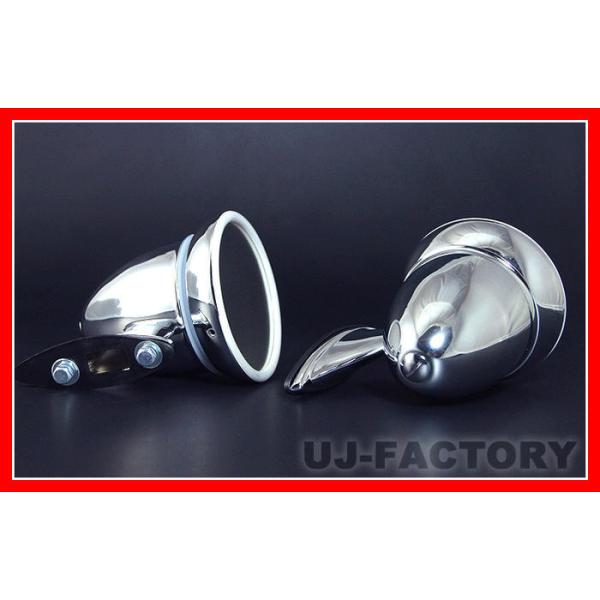 ノスタルジックなデザイン、古き良き時代の名車を連想させる「GTタイプ」の汎用ミラーです。スチールボディ・クロームメッキのしっかりした作りです。スポーツタイプのお車にマッチするデザインで、味のある雰囲気をプラスします。新品（左右共通）：×2個...