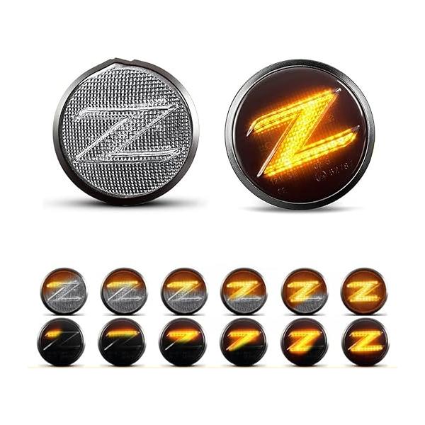 Zの文字が流れて光るシーケンシャル仕様のLEDサイドマーカークリアレンズタイプフェアレディZ Z34系 : Z34 HZ34※Version NISMO/ロードスター(オープン) にも装着が可能です。※2022年以降のビッグマイナーチェンジ...