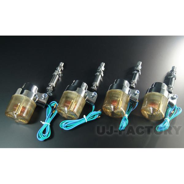 【商品説明】汎用 丸型 ヨーロピアンウィンカー  4個セット 取付ステー付き。シンプルなデザインで車種を問わず幅広い車両ご利用頂けます。カラー：黄ばみ【商品仕様】材質：アルミ/鉄（ステー部分ナット等）ステーサイズ：10mmバルブ：G18/1...