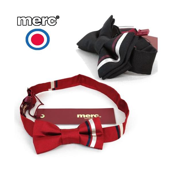 Merc London メルクロンドン ストライプ シルク 蝶ネクタイ ボウタイ メンズ 新作 マークロンドン モッズ ファッション リボン 蝶 ネクタイ タイ ブラック レッド Spiffy ロゴ UK モッズ Merc 英国 ロンドン ...