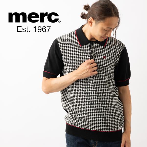MERC LONDONDOGTOOTH KNIT POLOメルクロンドンドッグトゥースニットポロ モッズスタイルを象徴する千鳥格子が特徴的なデザイン。大胆な柄がクラシックで個性的な印象を演出。肌触りの良いコットン素材で、春夏の装いにぴったり...