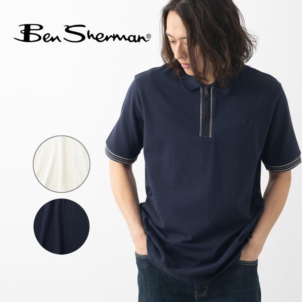 BEN SHERMANPLACKET INTERESTCOTTON POLOベンシャーマンプラケットインタレストコットンポロ コントラストストライプのジップ部分と袖のディティールがさりげないアクセントになった爽やかなデザイン。 　どんなコー...