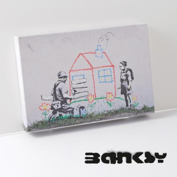 絵画 絵 ロンドン グラフィティ 壁掛け 路上 風刺 インテリア 小さい アート bkart30crayonhouseforeclosure BANKSY CANVAS ART SMALL キャンバス アートパネル スモール "Crayon...