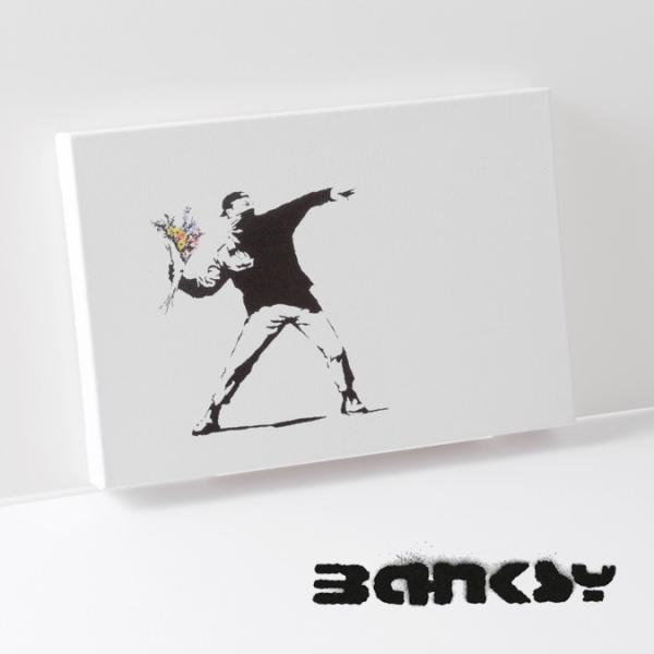 絵画 絵 ロンドン グラフィティ 壁掛け 路上 風刺 インテリア 小さい アート bkart30flowerthrowerchucker BANKSY CANVAS ART SMALL キャンバス アートパネル スモール "Flower T...