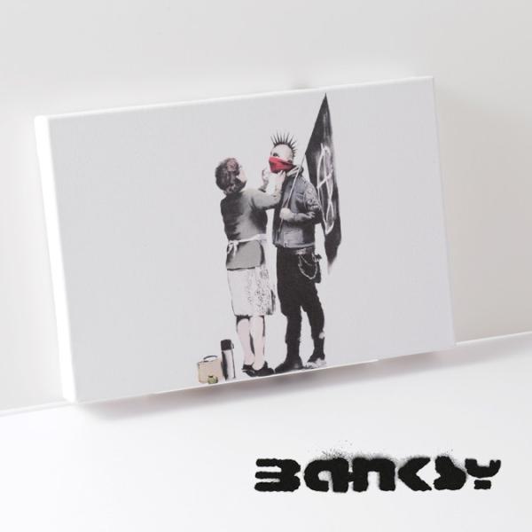 絵画 絵 ロンドン グラフィティ 壁掛け 路上 風刺 インテリア 小さい bkart30punkmum BANKSY CANVAS ART SMALL キャンバス アートパネル スモール "Punk Mum" 31.5cm × 21cm ア...
