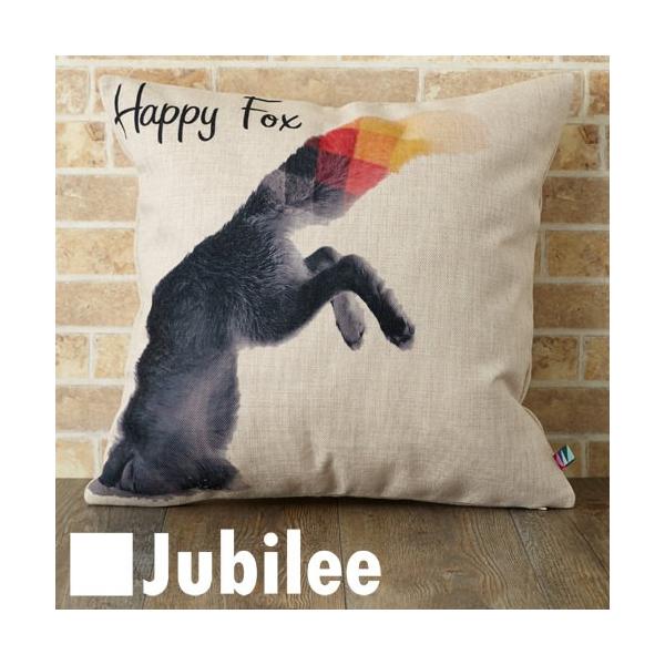クッションカバー 動物 北欧デザイン 45×45cm リネン 天然の麻で出来たハンドメイド ハッピー フォックス Kelwin Design プレゼント ギフト 新生活 新居 引越し祝い 新築定番の45cm x 45cm安心安全の天然理念素...