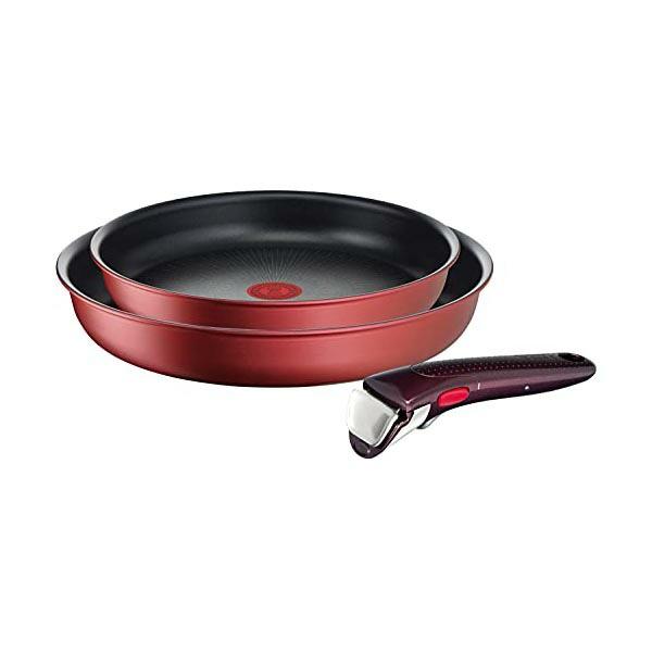 【10個セット】 ティファール T-fal 取っ手のとれる フライパンセット 3点セット IH ガス火対応 インジニオ・ネオ IHルージュ・アンリミテッド こびりつきにくい レッド L38390