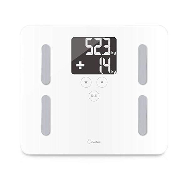 dretec ドリテック 体脂肪計 体重 BMI 体脂肪率 最大計量180kg 前回の増減値を表示 デジタル バックライト ステップオン クラベールプラス ホワイト