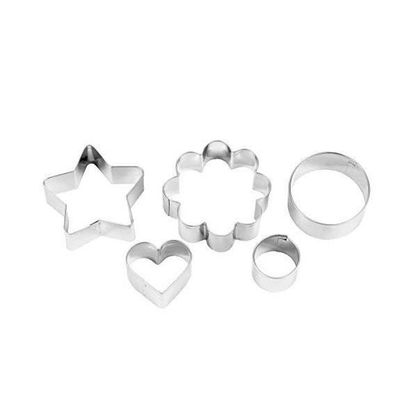 DELISH KITCHEN パール金属 ステンレス製クッキー型5個セット 丸S・丸M・スター・ハート・フラワー CX-39